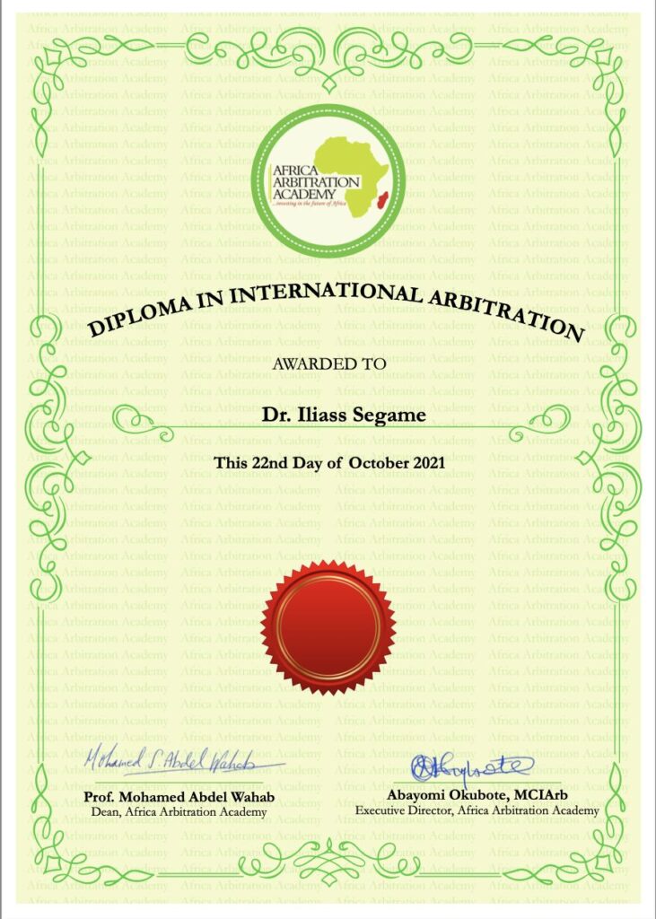 Our Partner, Iliass Segame, awarded the Diploma in International ...